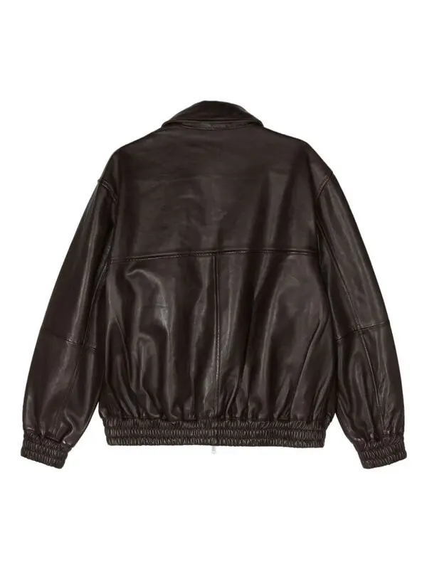 Studio Nicholson Piston Leather Zip-up Jacket - Brown
