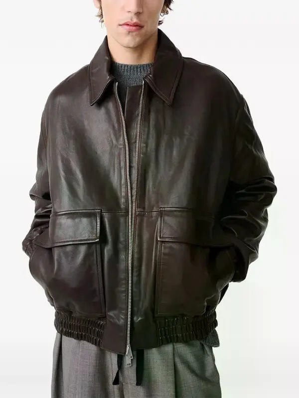 Studio Nicholson Piston Leather Zip-up Jacket - Brown