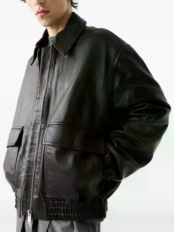 Studio Nicholson Piston Leather Zip-up Jacket - Brown