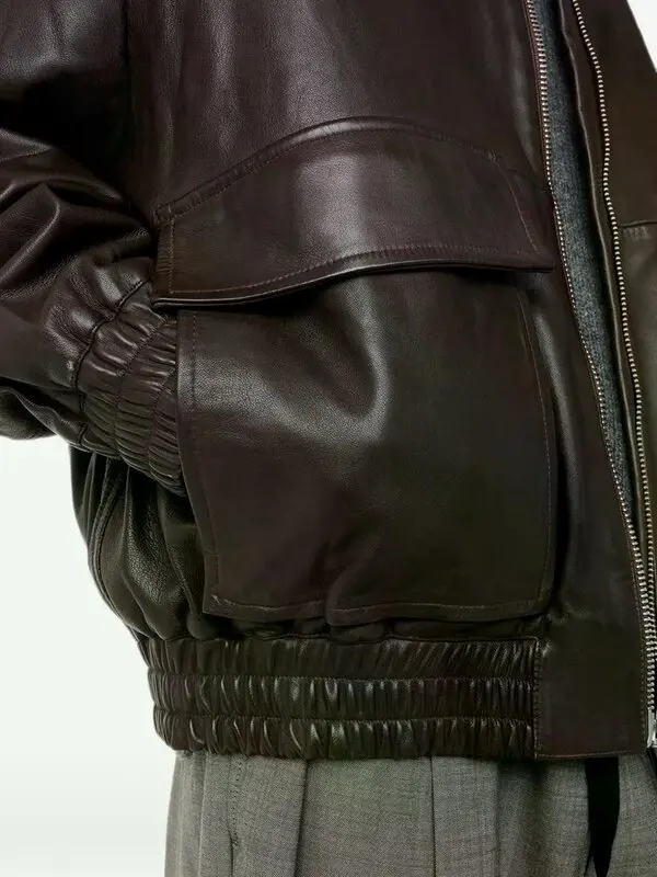 Studio Nicholson Piston Leather Zip-up Jacket - Brown