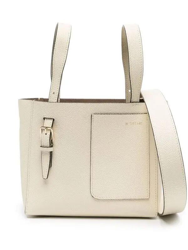 VALEXTRA Micro Bucket Leather Tote Bag - Neutrals