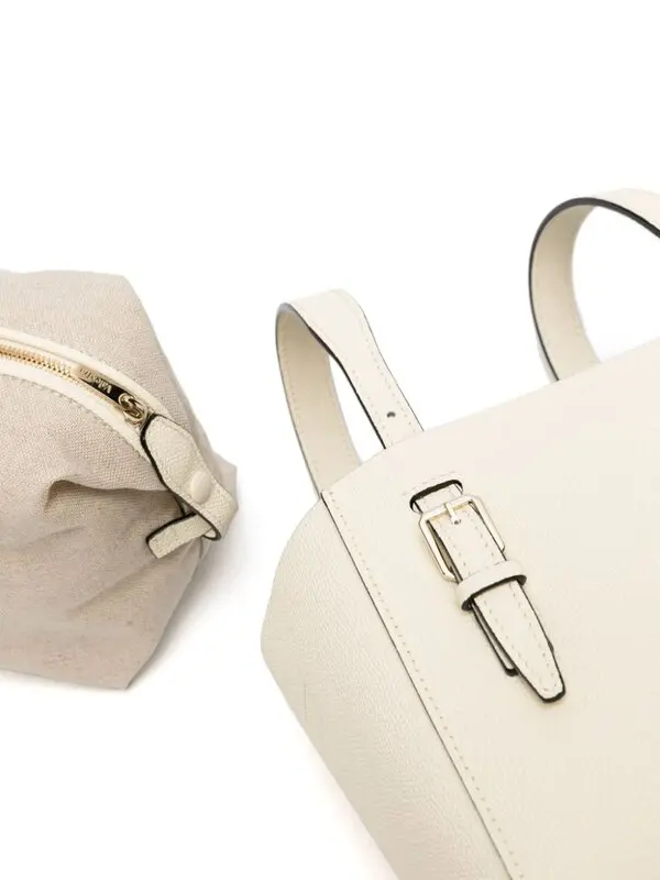 VALEXTRA Micro Bucket Leather Tote Bag - Neutrals
