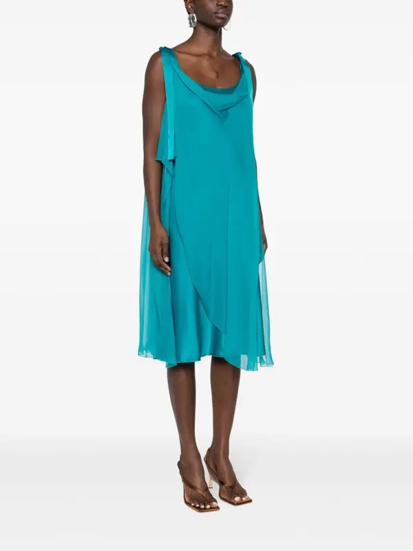 Alberta Ferretti Layered Silk Midi Dress