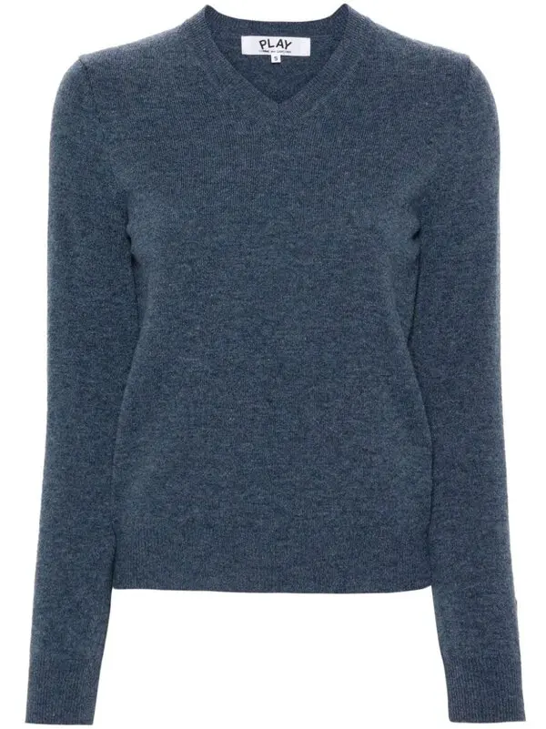 Play Comme Des Garcon Heart Logo Wool Jumper - Blue