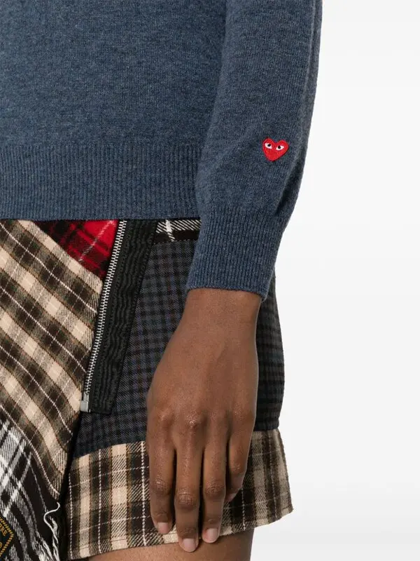 Play Comme Des Garcon Heart Logo Wool Jumper - Blue