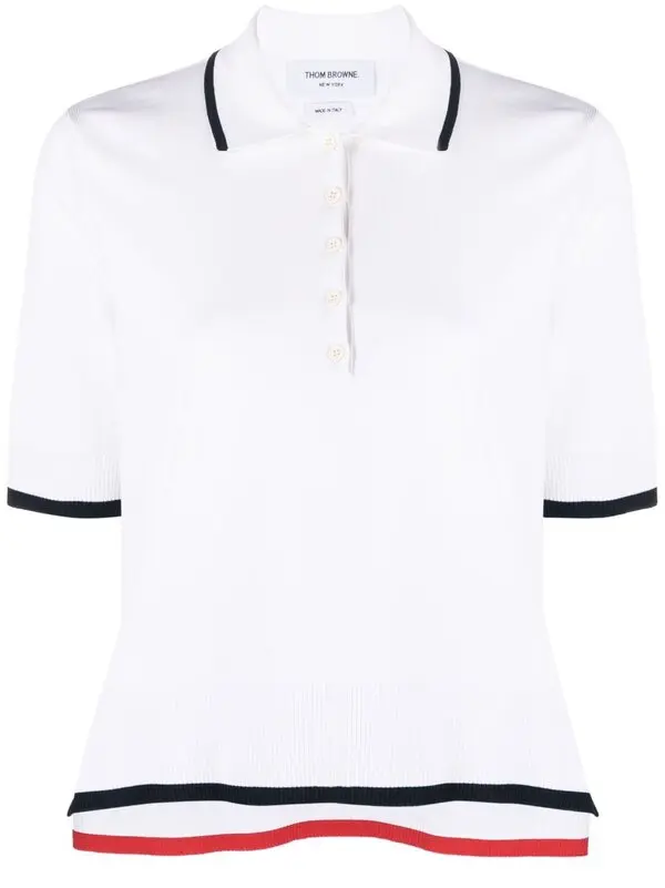 Thom Browne Rib-stitch Boxy Polo - White