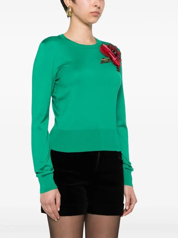 Dolce & Gabbana Floral-appliqué Silk Jumper