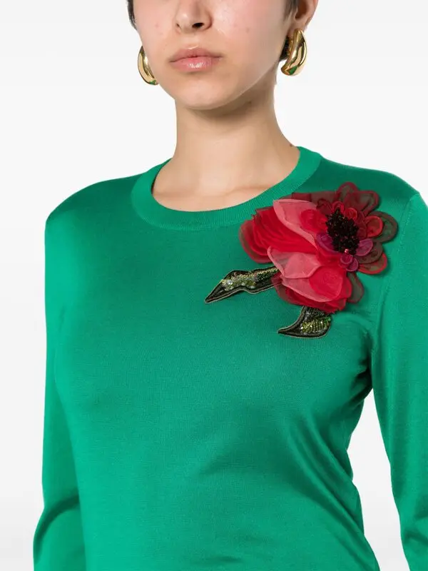 Dolce & Gabbana Floral-appliqué Silk Jumper