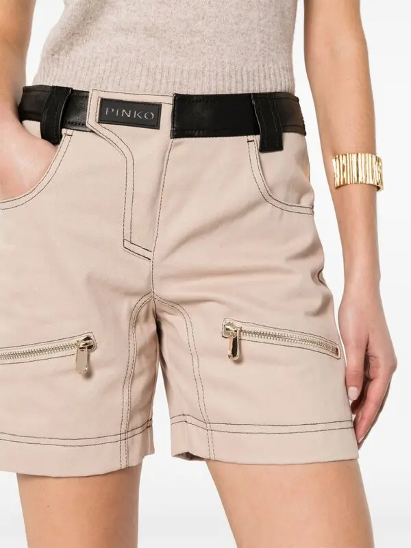 Pinko Scilla Paneled Leather Shorts