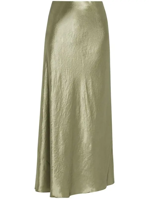 Vince Crinkled-finish Satin Maxi Skirt - Green