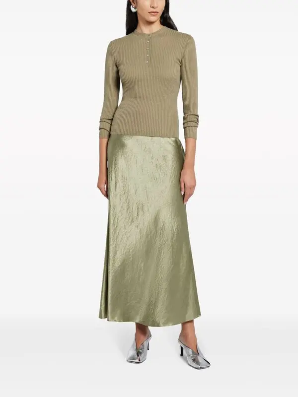 Vince Crinkled-finish Satin Maxi Skirt - Green