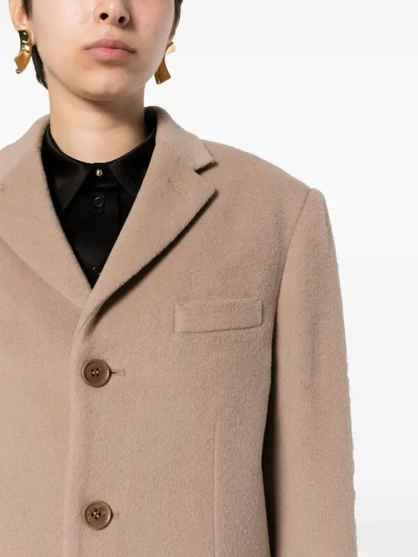 Aspesi Single-breasted Alpaca Wool-blend Coat