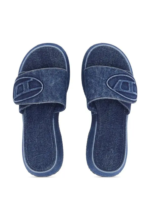 DIESEL Oval D Washed Denim サンダル y2k グランジ Diesel® Denim Sa-Oval D Pf W Sandals - Blue | Editorialist
