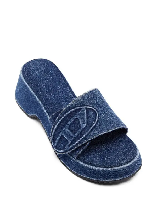 DIESEL Oval D Washed Denim サンダル y2k グランジ Diesel® Denim Sa-Oval D Pf W Sandals - Blue | Editorialist