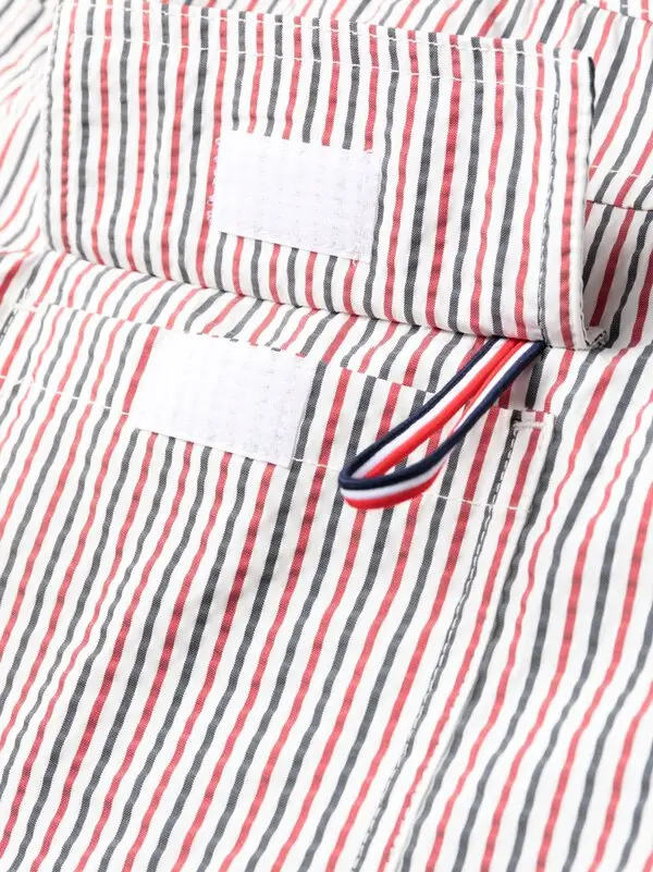 Thom Browne Seersucker Stripe-print Swim Shorts - White