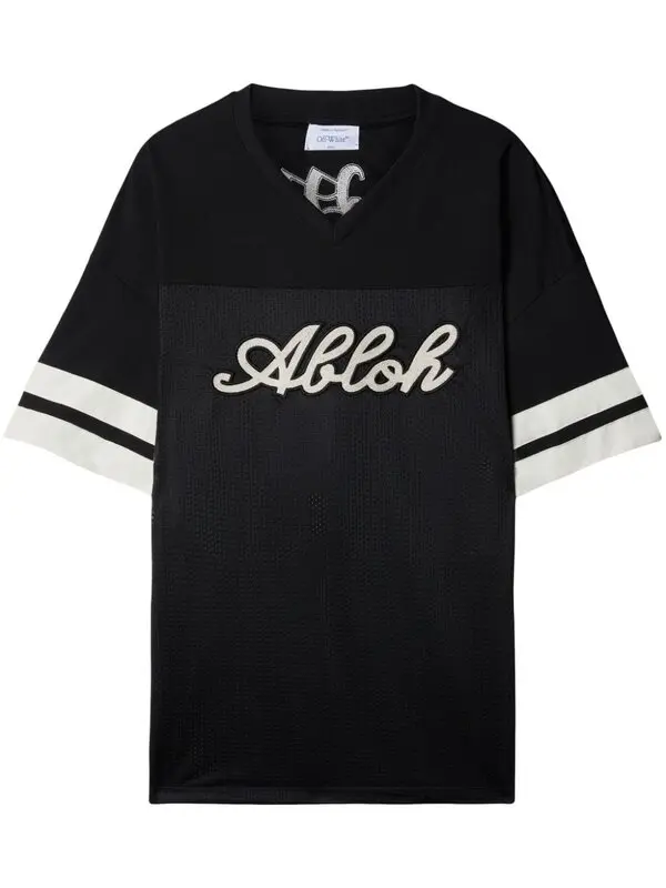 Off-White Logo-embroidered V-neck T-shirt - Black