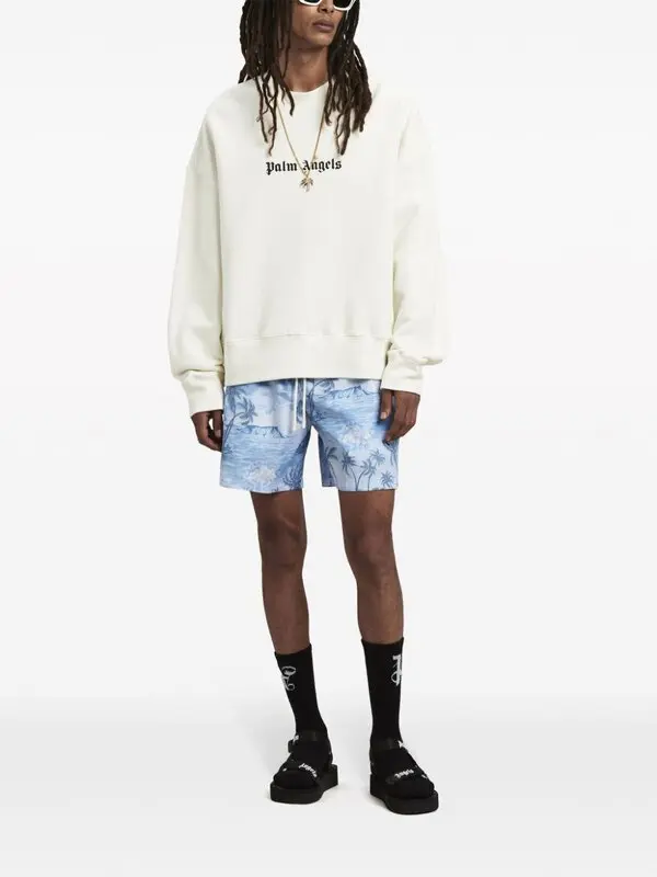 Palm Angels Logo-print Cotton Sweatshirt - White