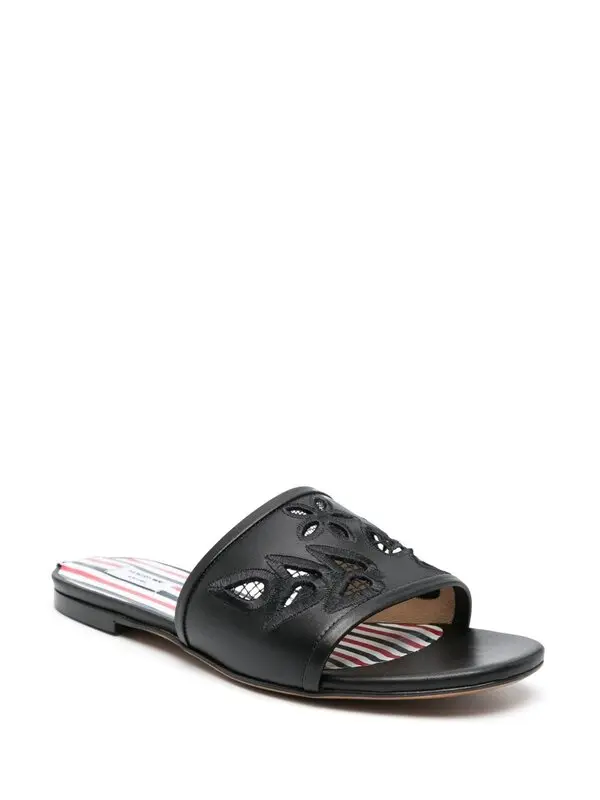 Thom Browne Icon Claquette Leather Slides