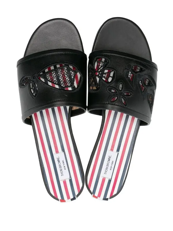 Thom Browne Icon Claquette Leather Slides