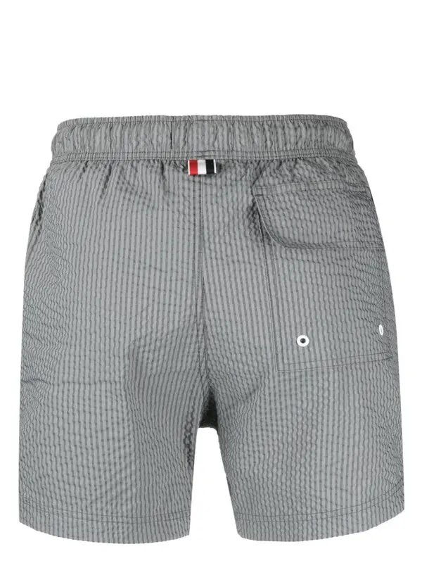 Thom Browne Striped Seersucker-texture Swim Shorts