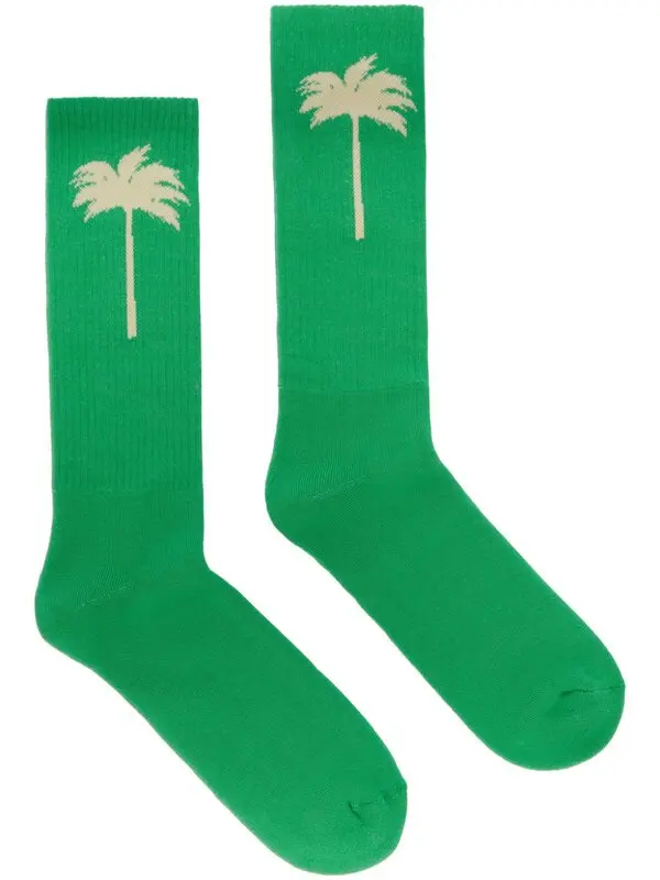 Palm Angels Ribbed Socks - Green