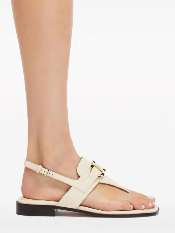 FERRAGAMO Gancini-buckle Leather Sandals - White