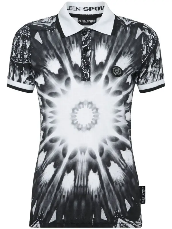 PLEIN SPORT Graphic-print Cotton Polo Shirt - Black
