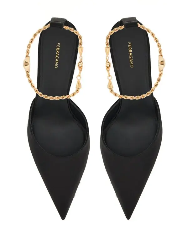 FERRAGAMO 70mm Cable-link Chain Pumps - Black