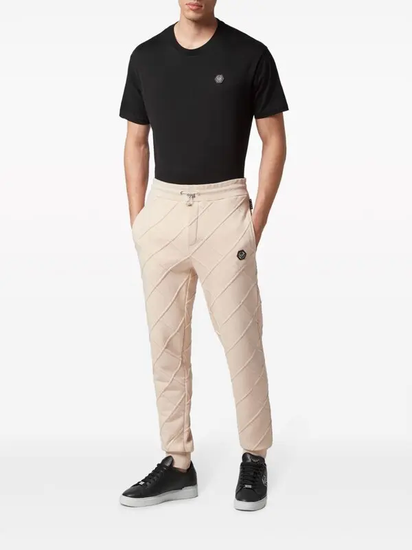 Philipp Plein Logo-appliqué Quilted Track Pants - Neutrals