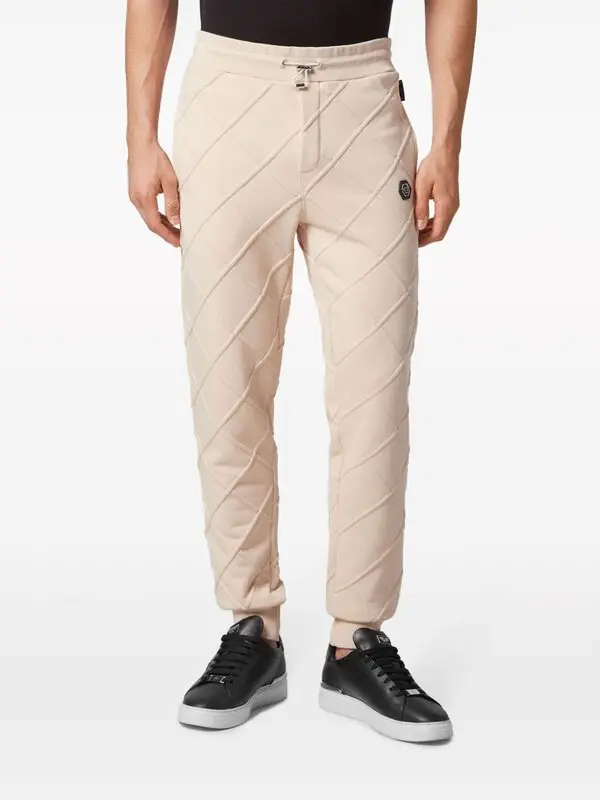 Philipp Plein Logo-appliqué Quilted Track Pants - Neutrals