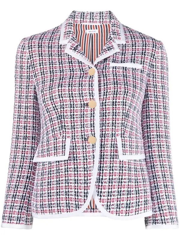 Thom Browne Check-pattern Tweed Jacket - White