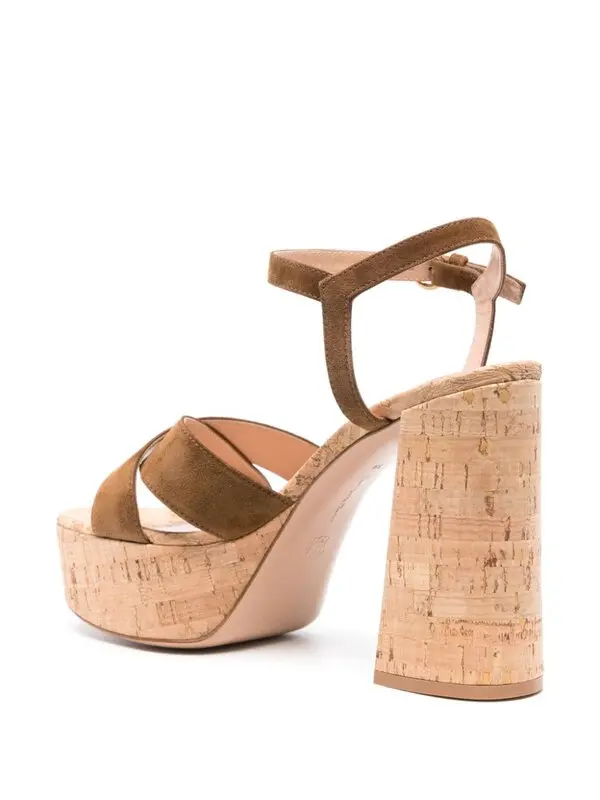 GIANVITO ROSSI 128mm Suede Platform Sandals - Brown