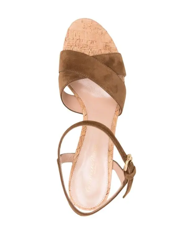 GIANVITO ROSSI 128mm Suede Platform Sandals - Brown