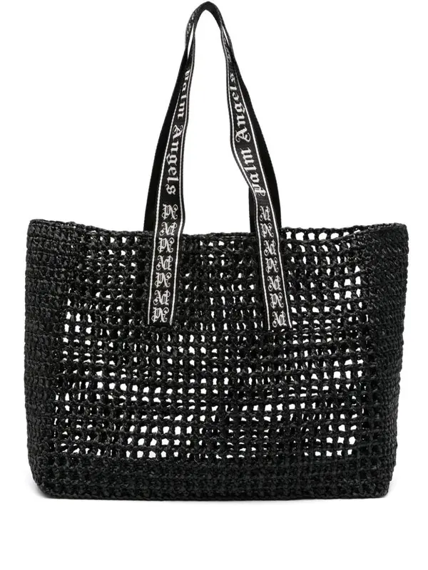 Palm Angels Logo-strap Raffia Tote Bag