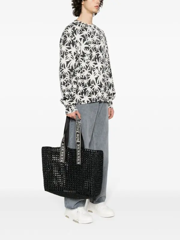 Palm Angels Logo-strap Raffia Tote Bag
