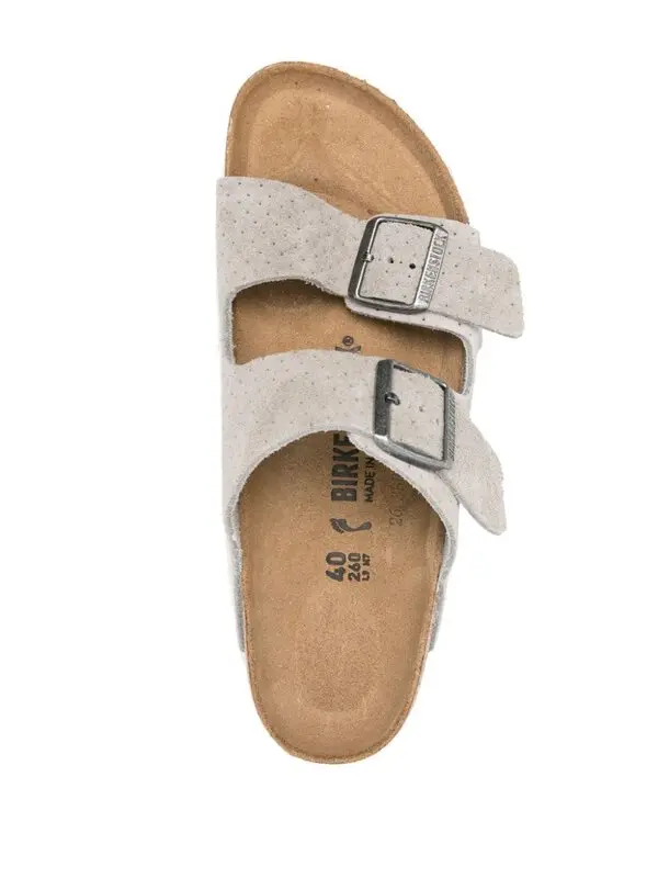 BIRKENSTOCK Arizona Perforated Suede Slides - Grey