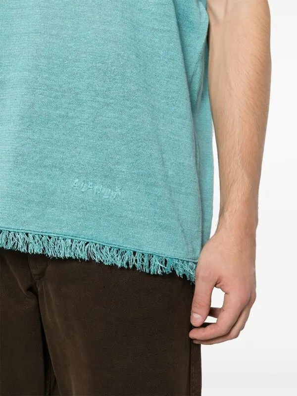 Alanui Fine-knit Linen T-shirt - Blue