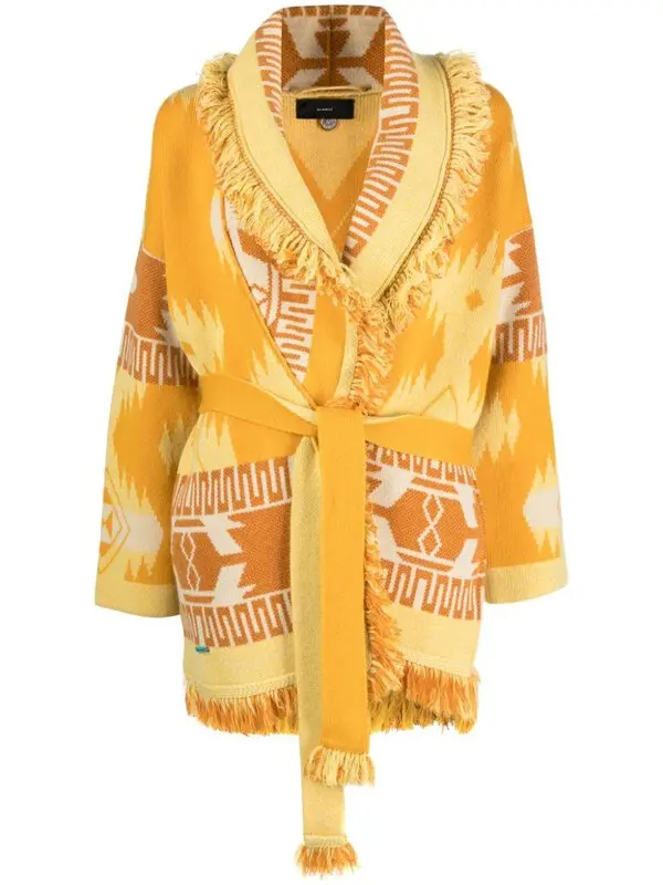 Alanui Icon Jacquard Cashmere Cardigan - Yellow