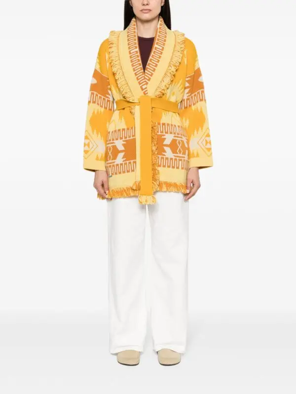 Alanui Icon Jacquard Cashmere Cardigan - Yellow