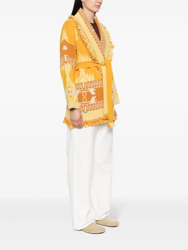 Alanui Icon Jacquard Cashmere Cardigan - Yellow