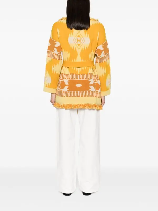 Alanui Icon Jacquard Cashmere Cardigan - Yellow