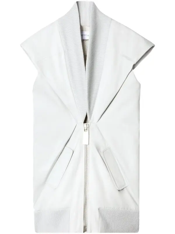 Off-White Sleeveless Padded Mini Dress - White