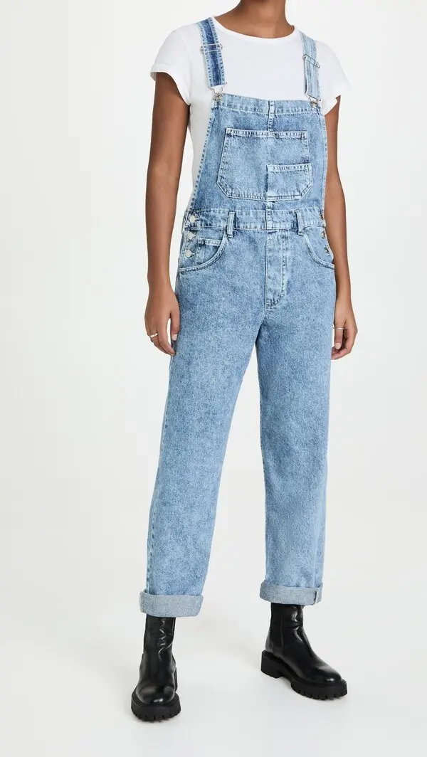 Free People Ziggy Denim Overalls - Powder Blue