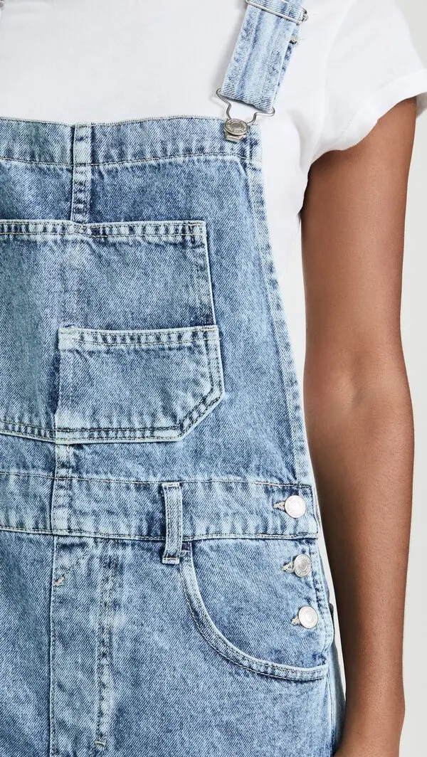 Free People Ziggy Denim Overalls - Powder Blue