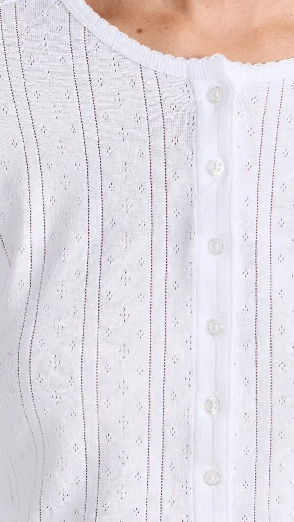 COUCOU Cropped Pointelle Cardigan