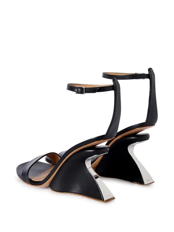 Off-White Jug Leather Wedge Heel Sandals - Black
