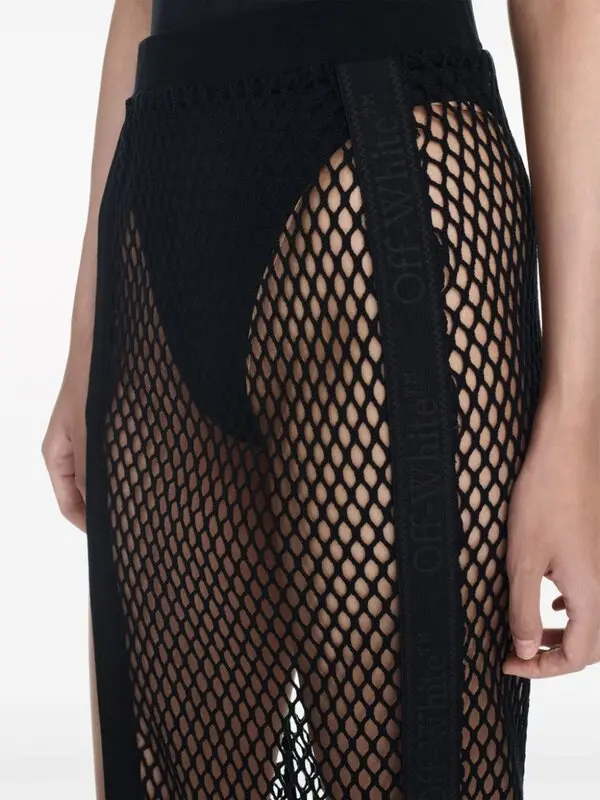 Off-White Logo-tape Mesh Midi Skirt