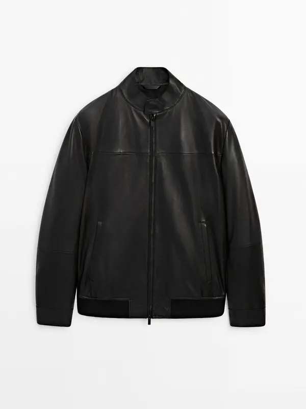 Massimo Dutti Nappa Leather Jacket - Black | Editorialist