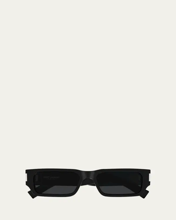 Saint Laurent Sl 660 Rectangle Sunglasses - Shiny Solid Black