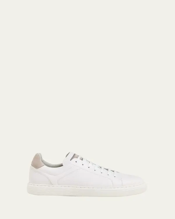 Brunello Cucinelli Grained Calfskin Sneakers - White